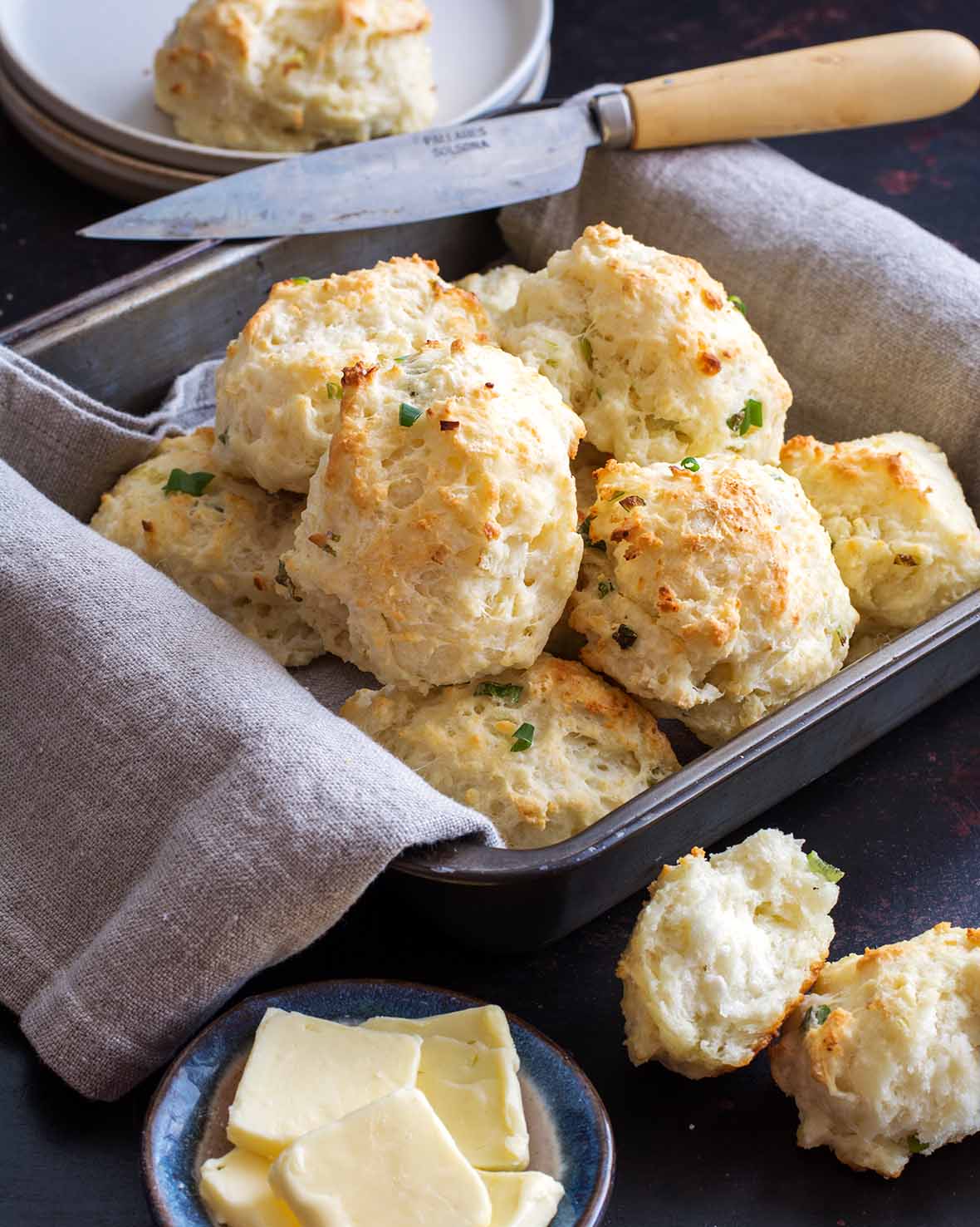 Goat Cheese and Scallion Drop Biscuits - Culinary Cool
